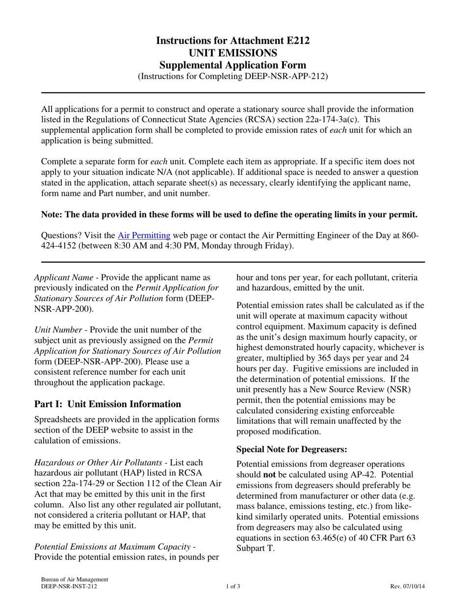 Download Instructions for Attachment E212 Unit Emissions Supplemental ...