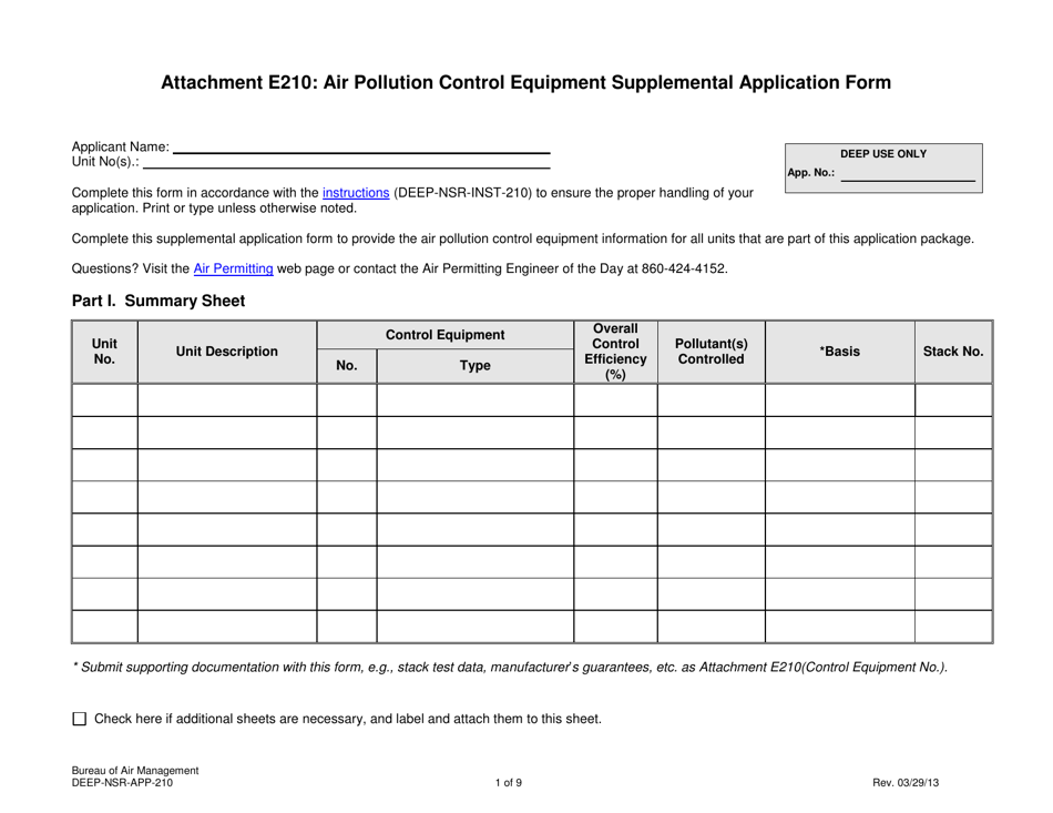 Form DEEP-NSR-APP-210 Attachment E210 - Fill Out, Sign Online and ...