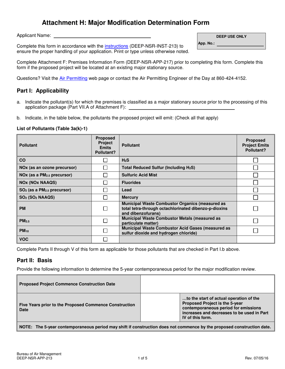Form DEEP-NSR-APP-213 Attachment H - Fill Out, Sign Online and Download ...
