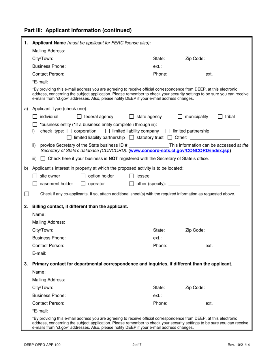 Form DEEP-OPPD-APP-100 - Fill Out, Sign Online and Download Printable ... Form DEEP-OPPD-APP-100 - Fill Out, Sign Online and Download Printable ...