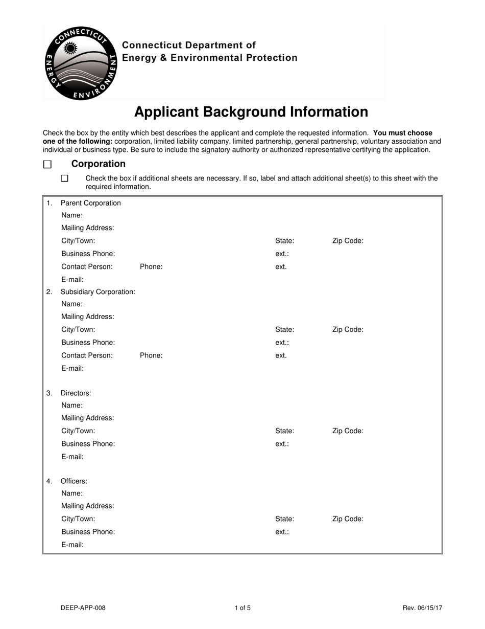 Form DEEP-APP-008 - Fill Out, Sign Online and Download Printable PDF ...