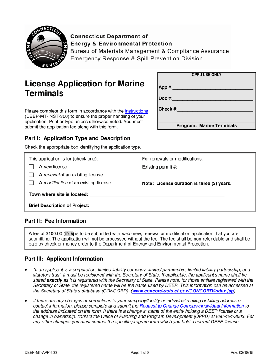 Form DEEP-MT-APP-300 - Fill Out, Sign Online and Download Printable PDF, Connecticut ...
