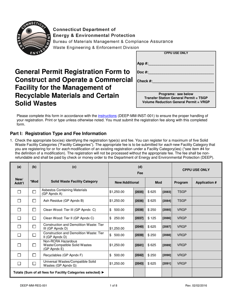 Form DEEP-MM-REG-001 - Fill Out, Sign Online and Download Printable PDF ...