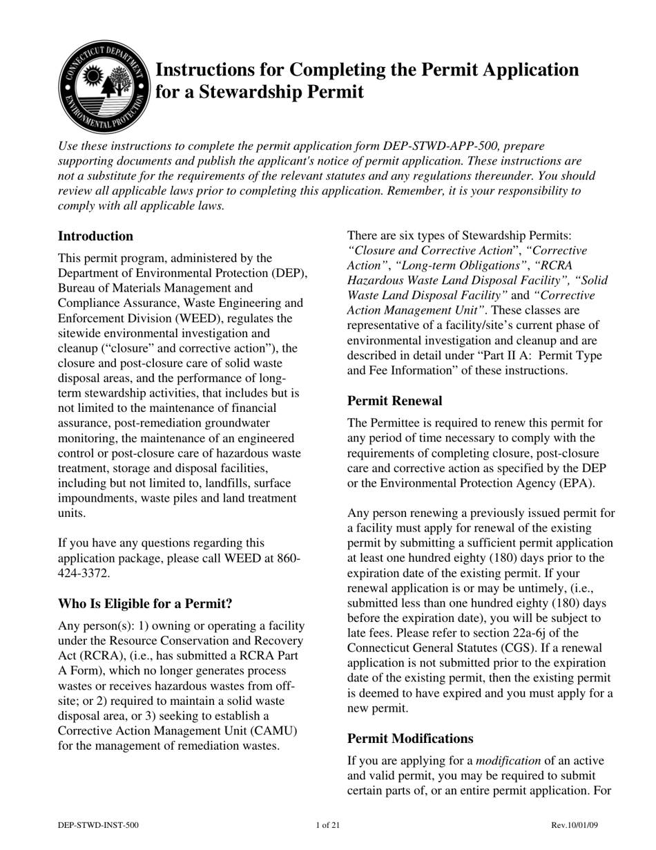 Download Instructions for Form DEP-STWD-APP-500 Permit Application for ...