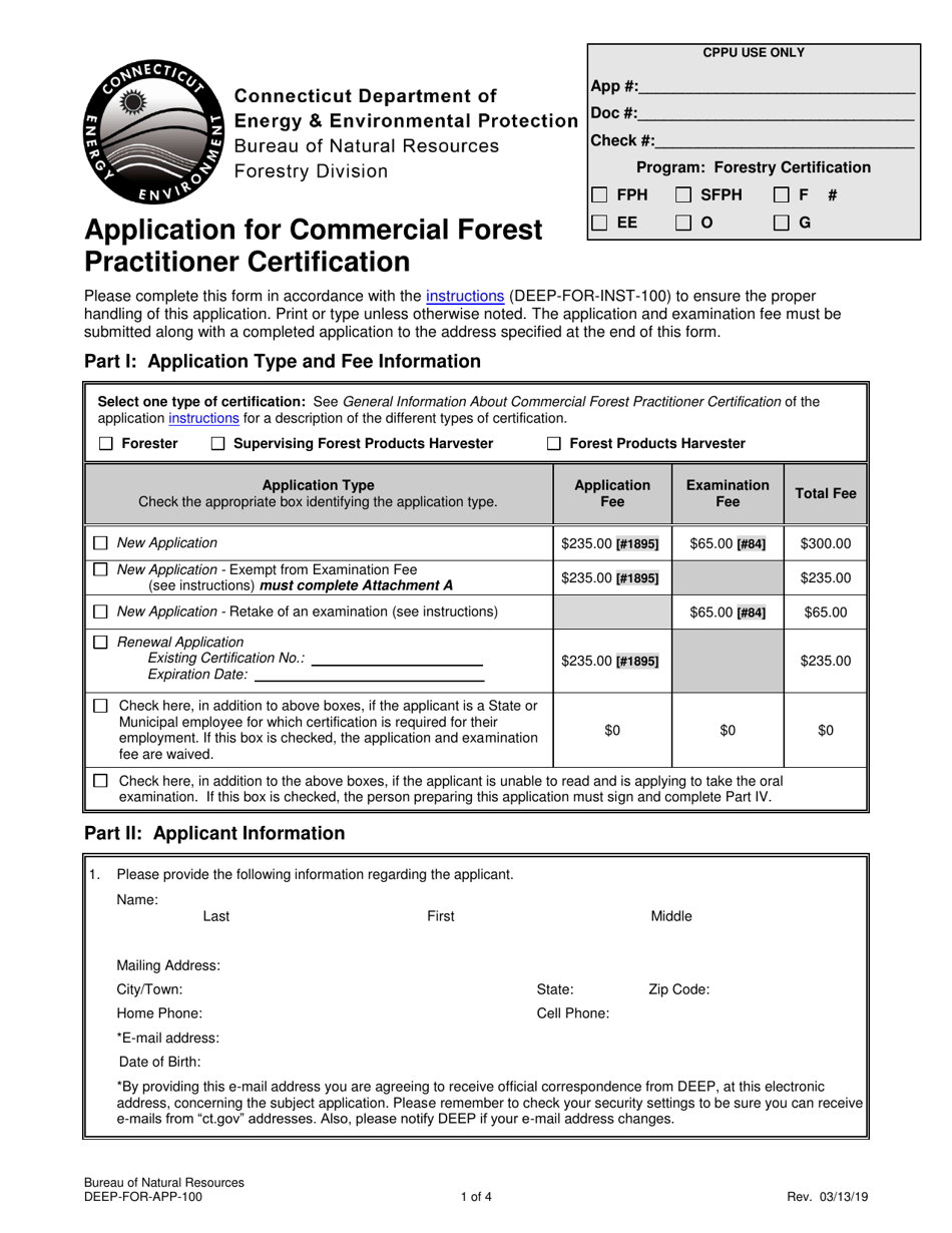 Form DEEP-FOR-APP-100 - Fill Out, Sign Online and Download Fillable PDF, Connecticut ...
