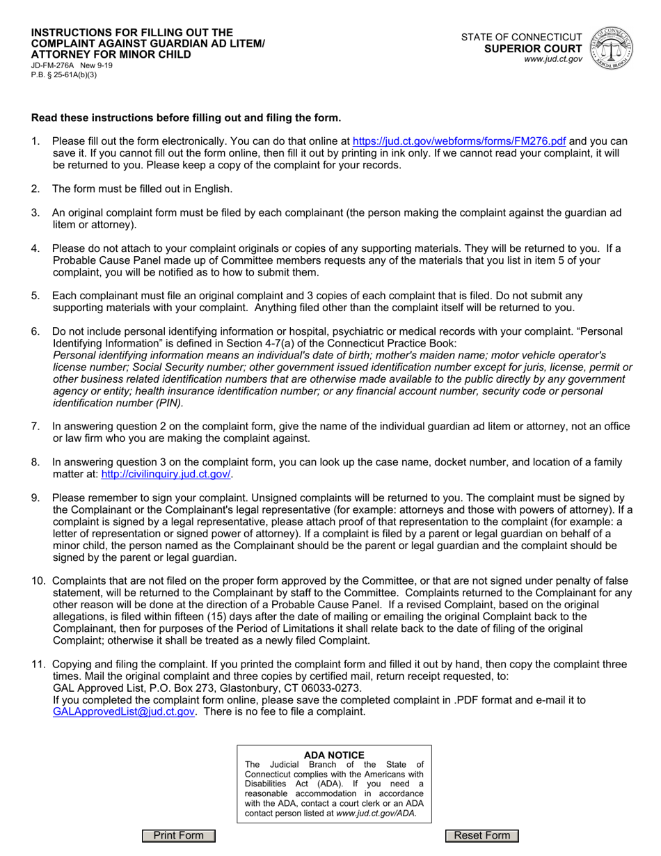 Download Instructions for Form JD-FM-276 Complaint Against Guardian Ad ...