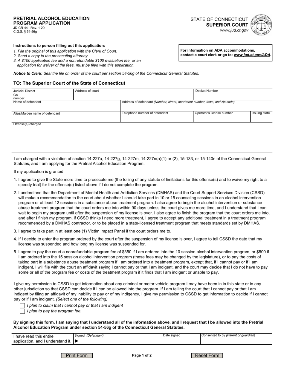Form JD-CR-44 - Fill Out, Sign Online and Download Fillable PDF ...