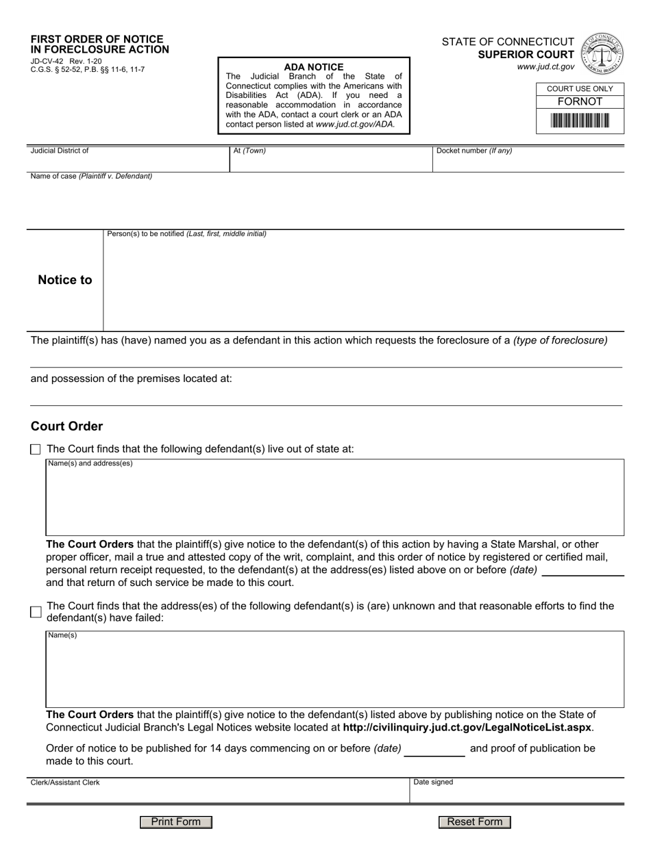 Form JD-CV-42 - Fill Out, Sign Online and Download Fillable PDF ...