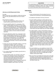 Form JD-CL-28 Download Fillable PDF or Fill Online List of Exhibits ...