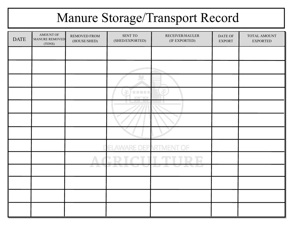 Delaware Manure Storage/Transport Record - Fill Out, Sign Online and ...