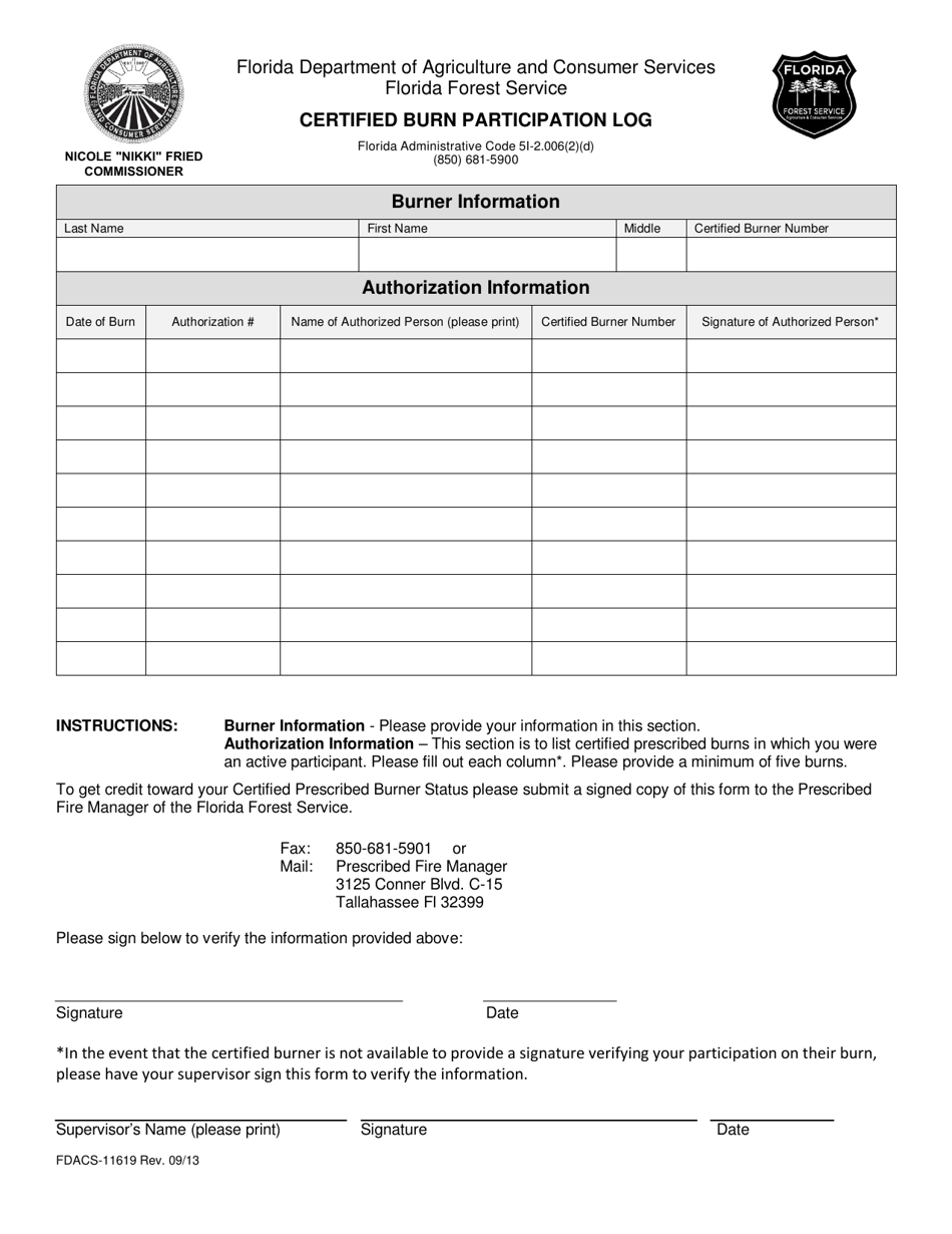 Form FDACS-11619 - Fill Out, Sign Online and Download Printable PDF ...