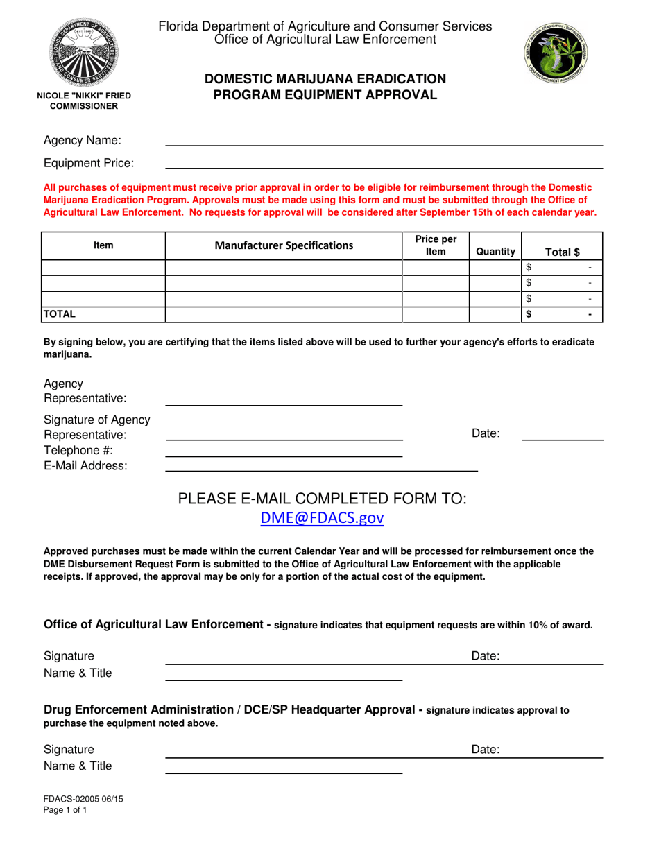 Form FDACS-02005 - Fill Out, Sign Online and Download Printable PDF ...