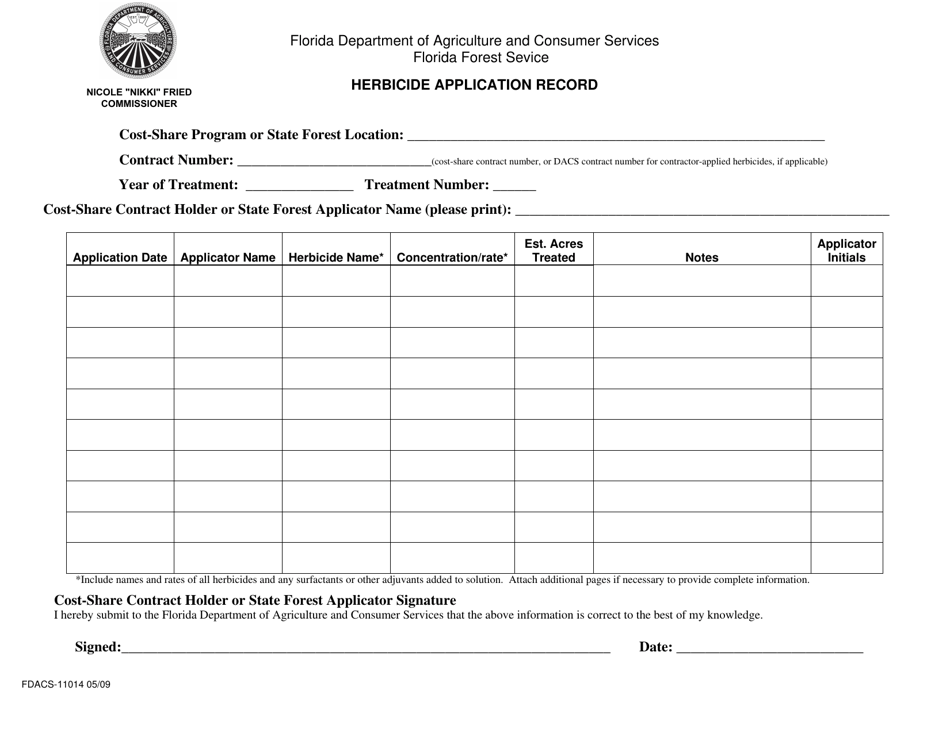 Form FDACS-11014 - Fill Out, Sign Online and Download Printable PDF ...
