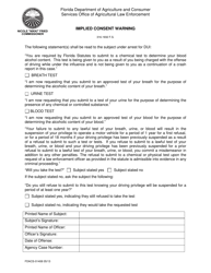 Form FDACS-01408 Download Fillable PDF or Fill Online Implied Consent ...