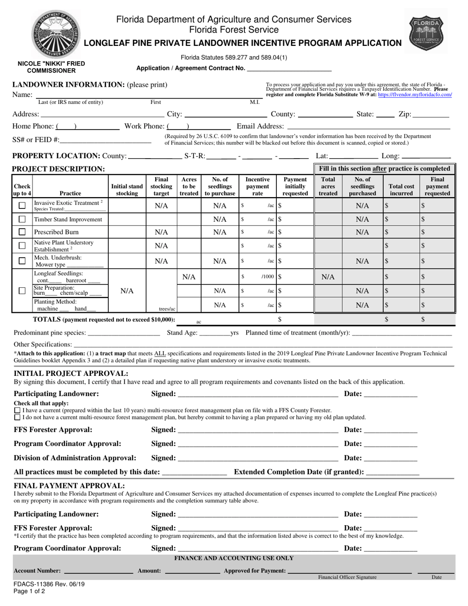 Form FDACS-11386 - Fill Out, Sign Online and Download Printable PDF ...