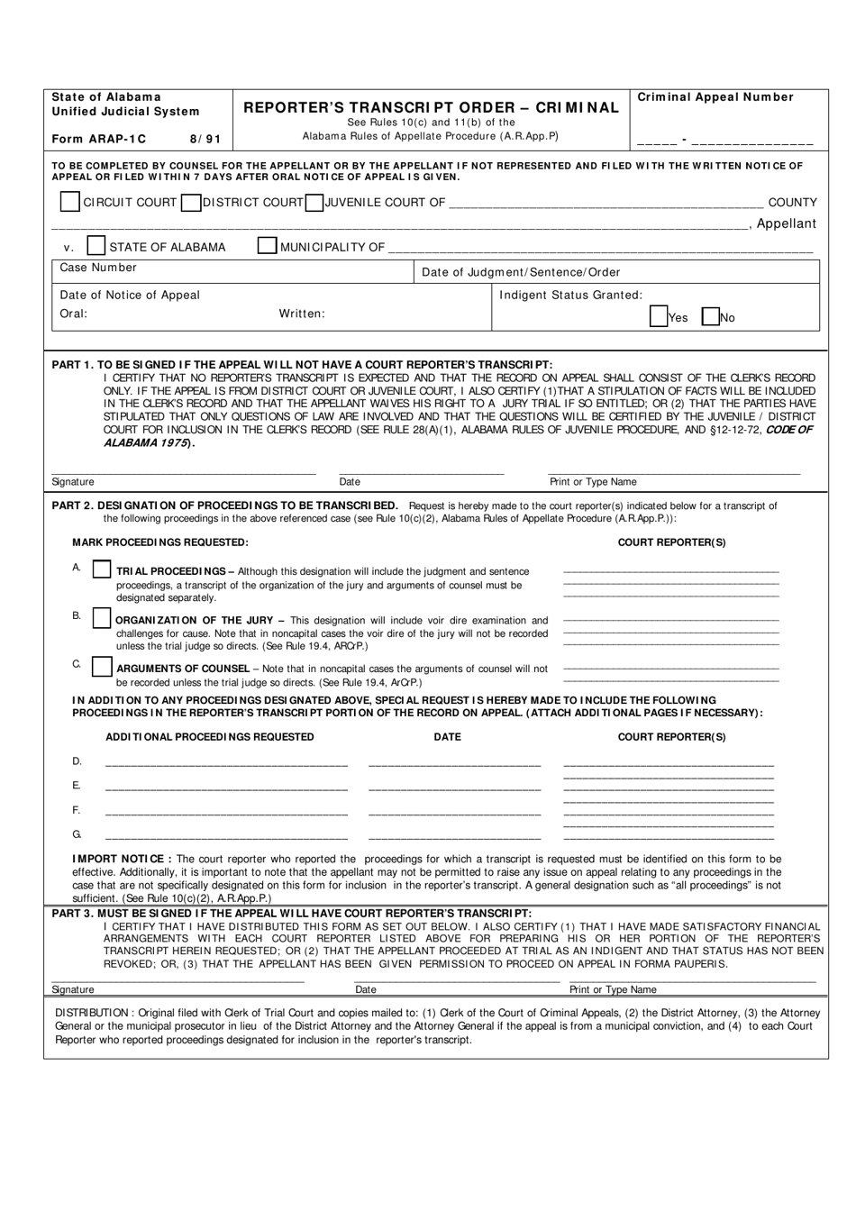 Form ARAP-1C - Fill Out, Sign Online and Download Fillable PDF, Alabama ...