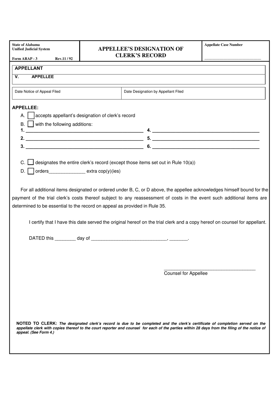 Form ARAP-3 - Fill Out, Sign Online and Download Fillable PDF, Alabama ...