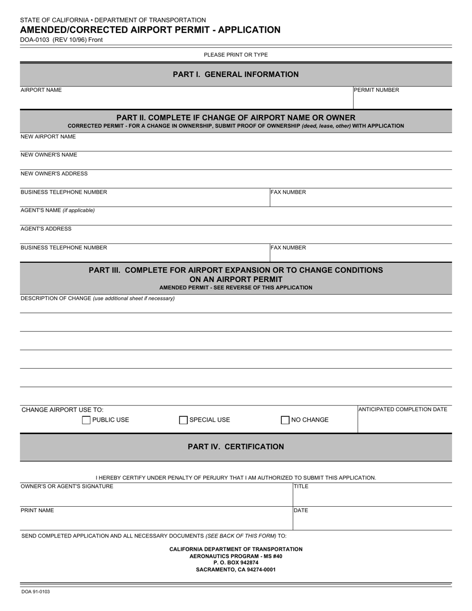 Form DOA-0103 - Fill Out, Sign Online and Download Fillable PDF ...