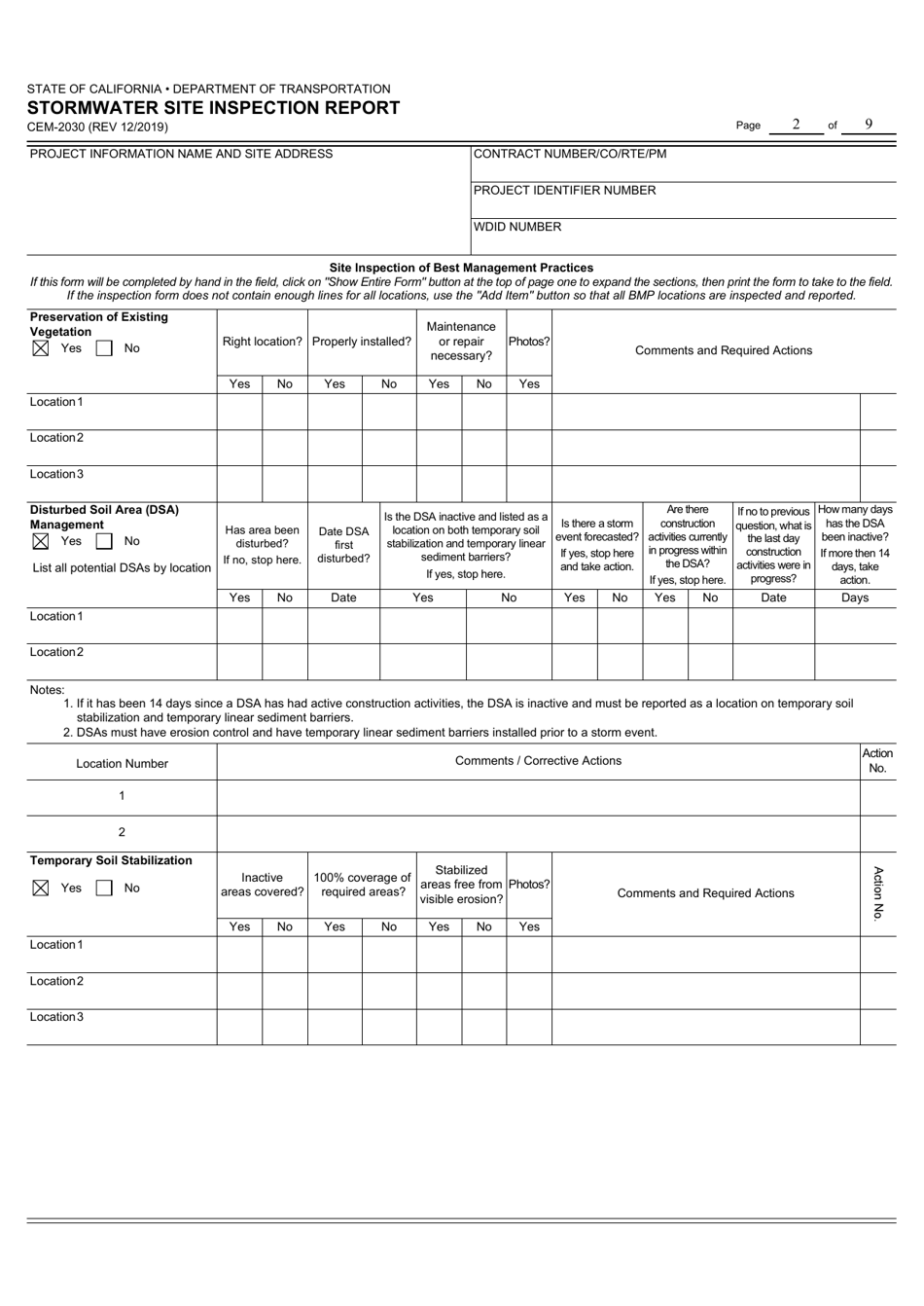 Form CEM-2030 Download Fillable PDF or Fill Online Stormwater Site ...