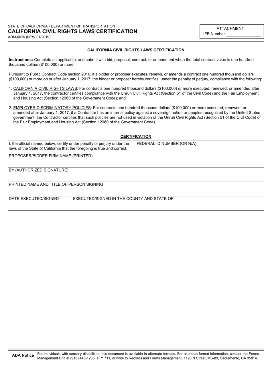 Form ADM-0076 - Fill Out, Sign Online and Download Fillable PDF ...
