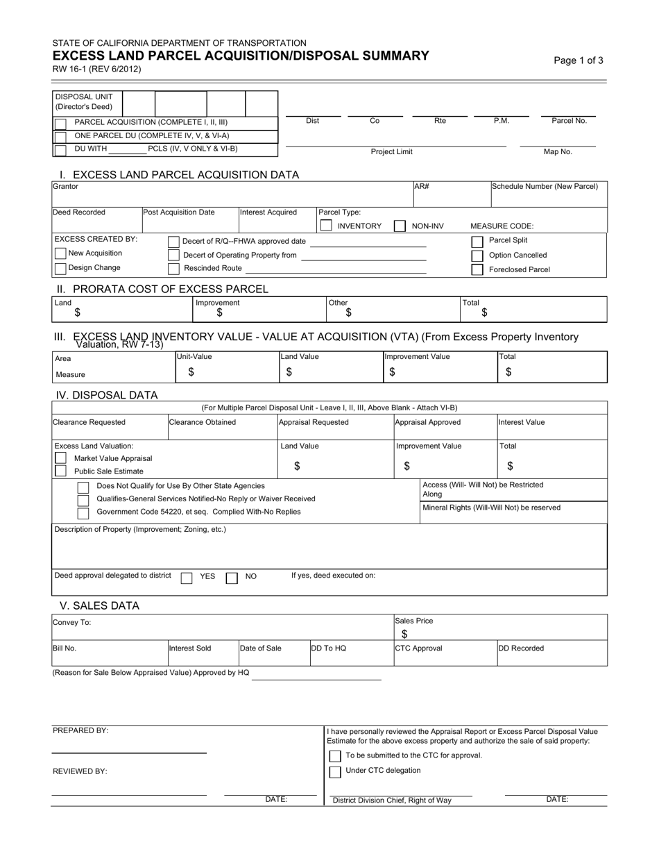 Form RW16-1 - Fill Out, Sign Online and Download Fillable PDF ...