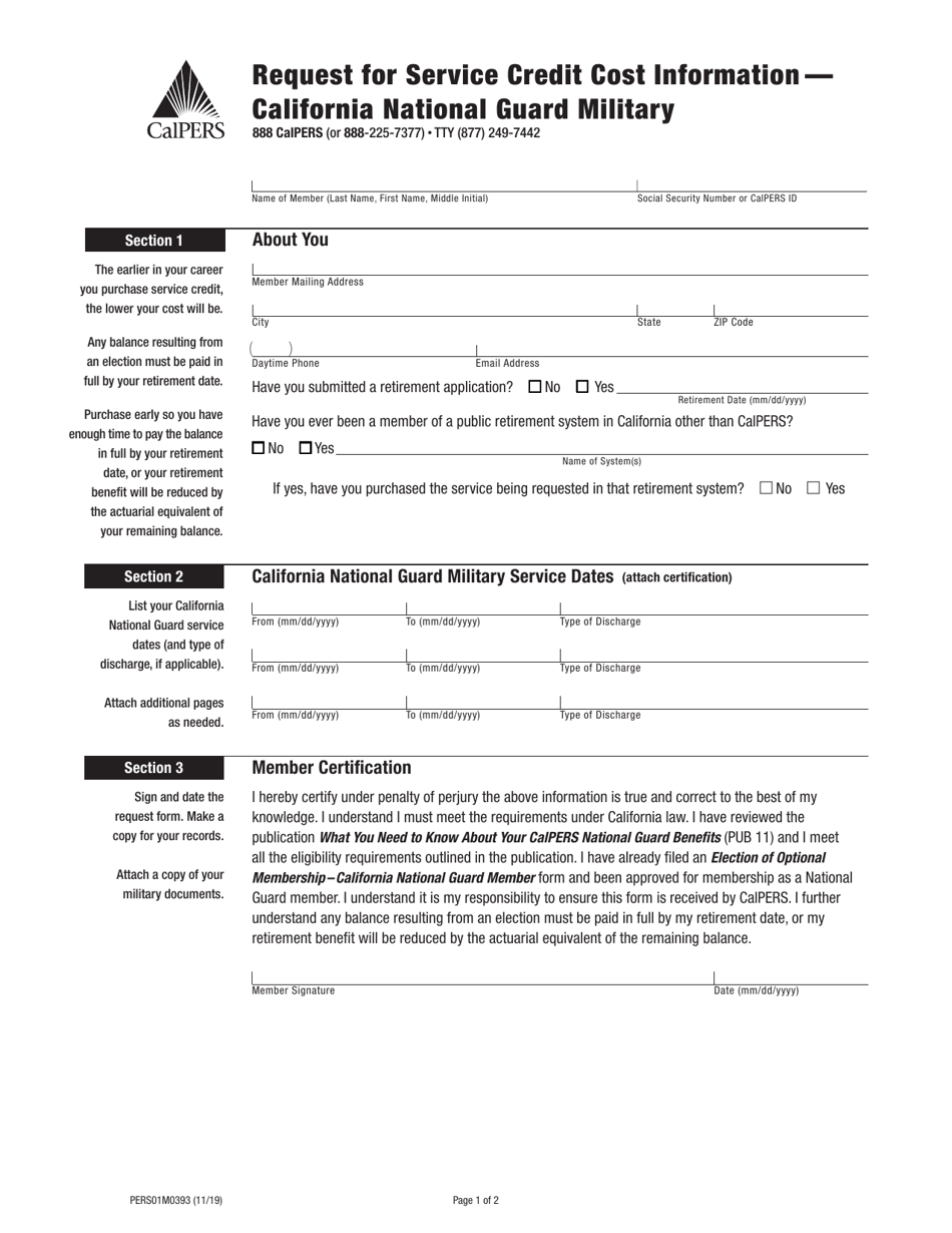 Form PERS01M0393 Download Fillable PDF or Fill Online Request for ...