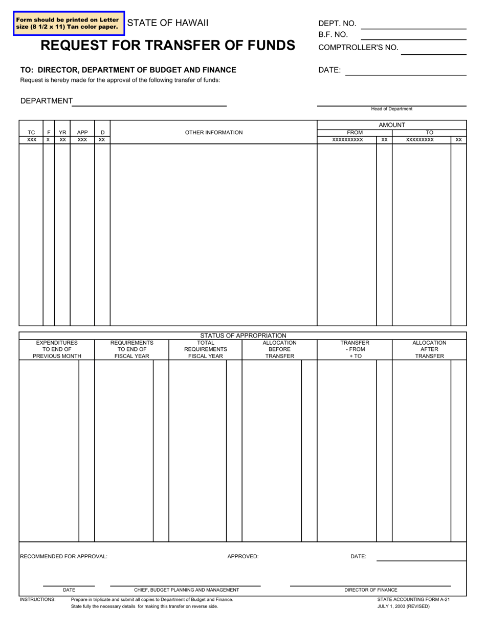 State Accounting Form A-21 - Fill Out, Sign Online and Download ...