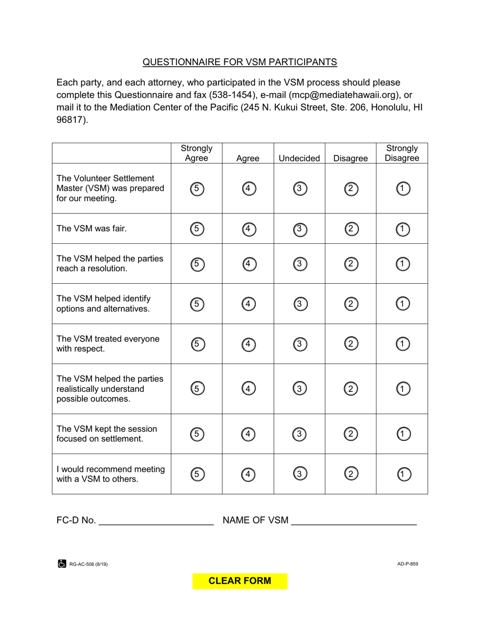 Form AD-P-859 Download Fillable PDF or Fill Online Questionnaire for ...