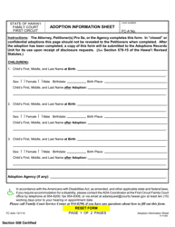 Form 1F-P-889 Download Fillable PDF or Fill Online Adoption Information ...