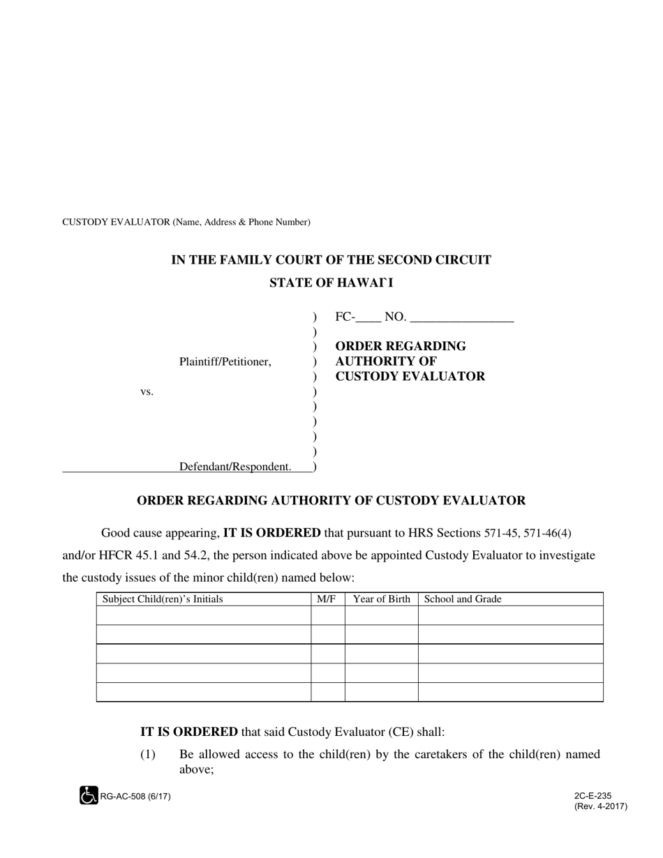 Form 2C-E-235 - Fill Out, Sign Online and Download Fillable PDF, Hawaii ...