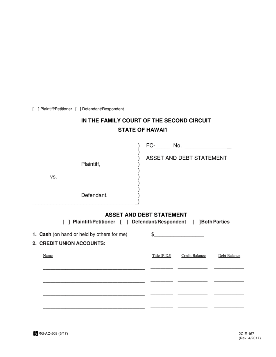 Form 2C-E-167 - Fill Out, Sign Online and Download Fillable PDF, Hawaii ...