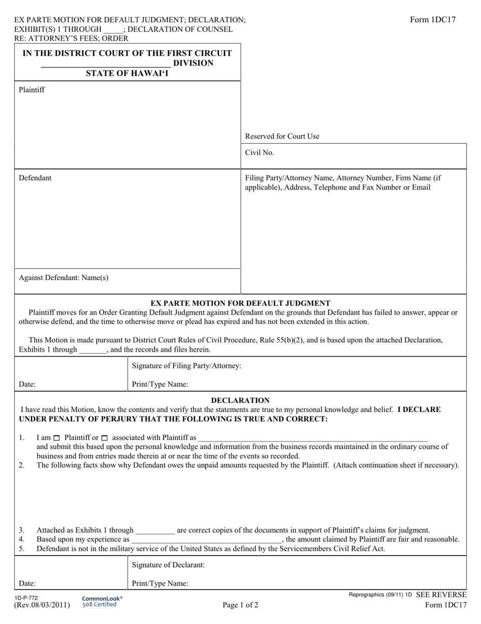 Form 1DC17 - Fill Out, Sign Online and Download Fillable PDF, Hawaii ...