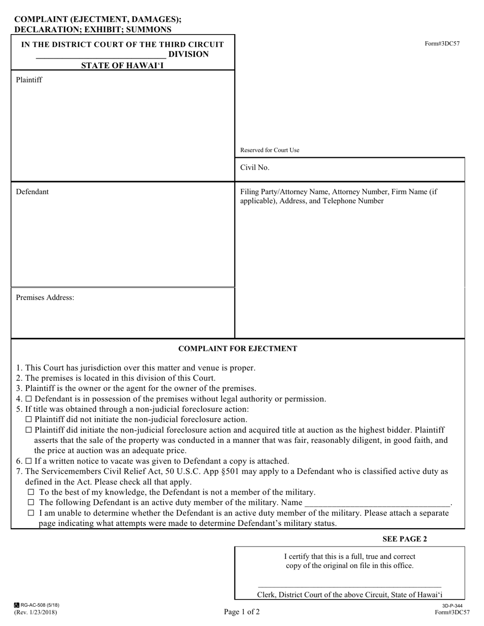 Form 3DC57 - Fill Out, Sign Online and Download Fillable PDF, Hawaii ...