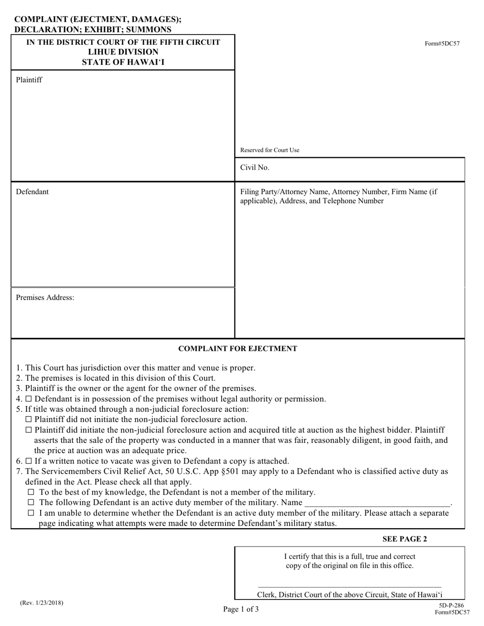 Form 5DC57 - Fill Out, Sign Online and Download Fillable PDF, Hawaii ...