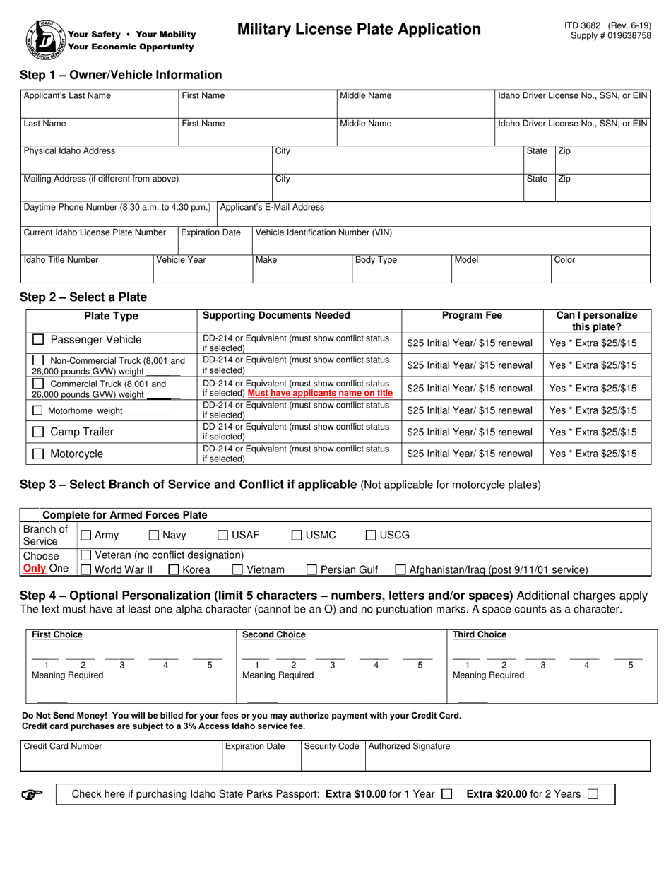 Form ITD3682 - Fill Out, Sign Online and Download Fillable PDF, Idaho ...