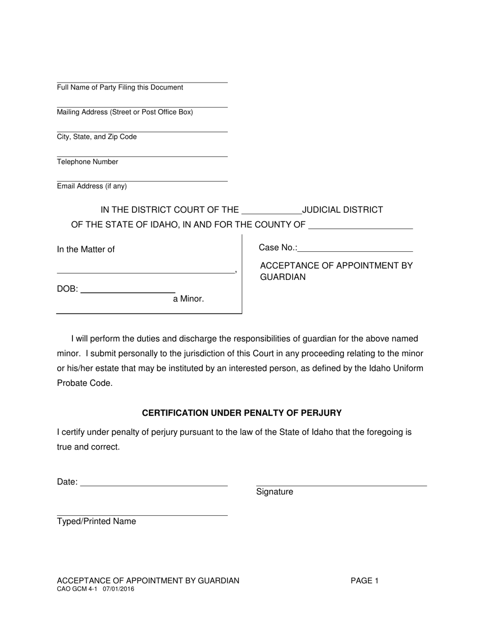 Form CAO GCM4-1 - Fill Out, Sign Online and Download Printable PDF ...