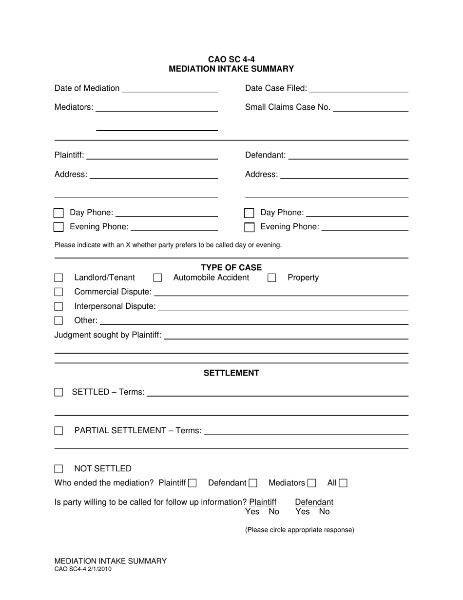 Form CAO SC4-4 - Fill Out, Sign Online and Download Fillable PDF, Idaho | Templateroller