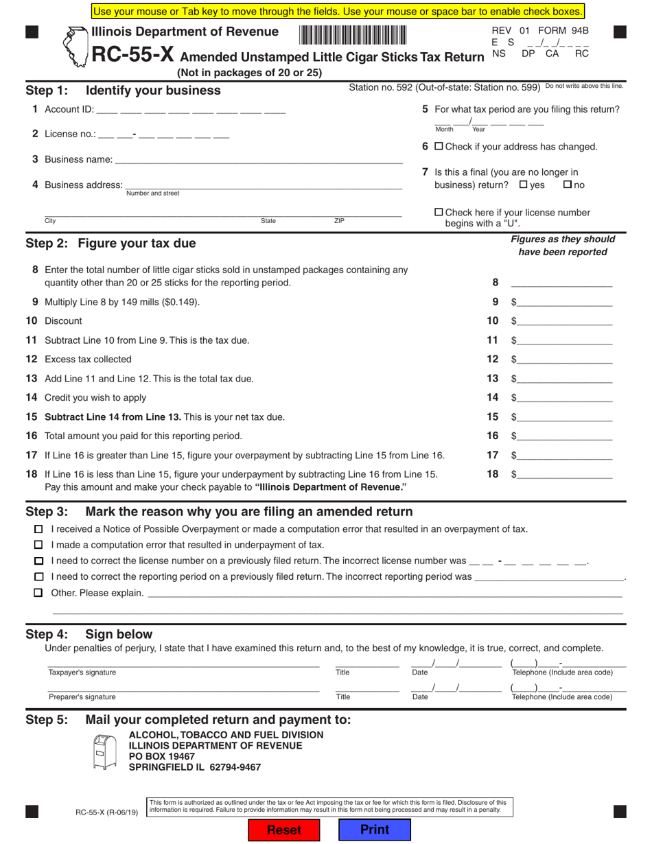 Form RC-55-X - Fill Out, Sign Online and Download Fillable PDF ...