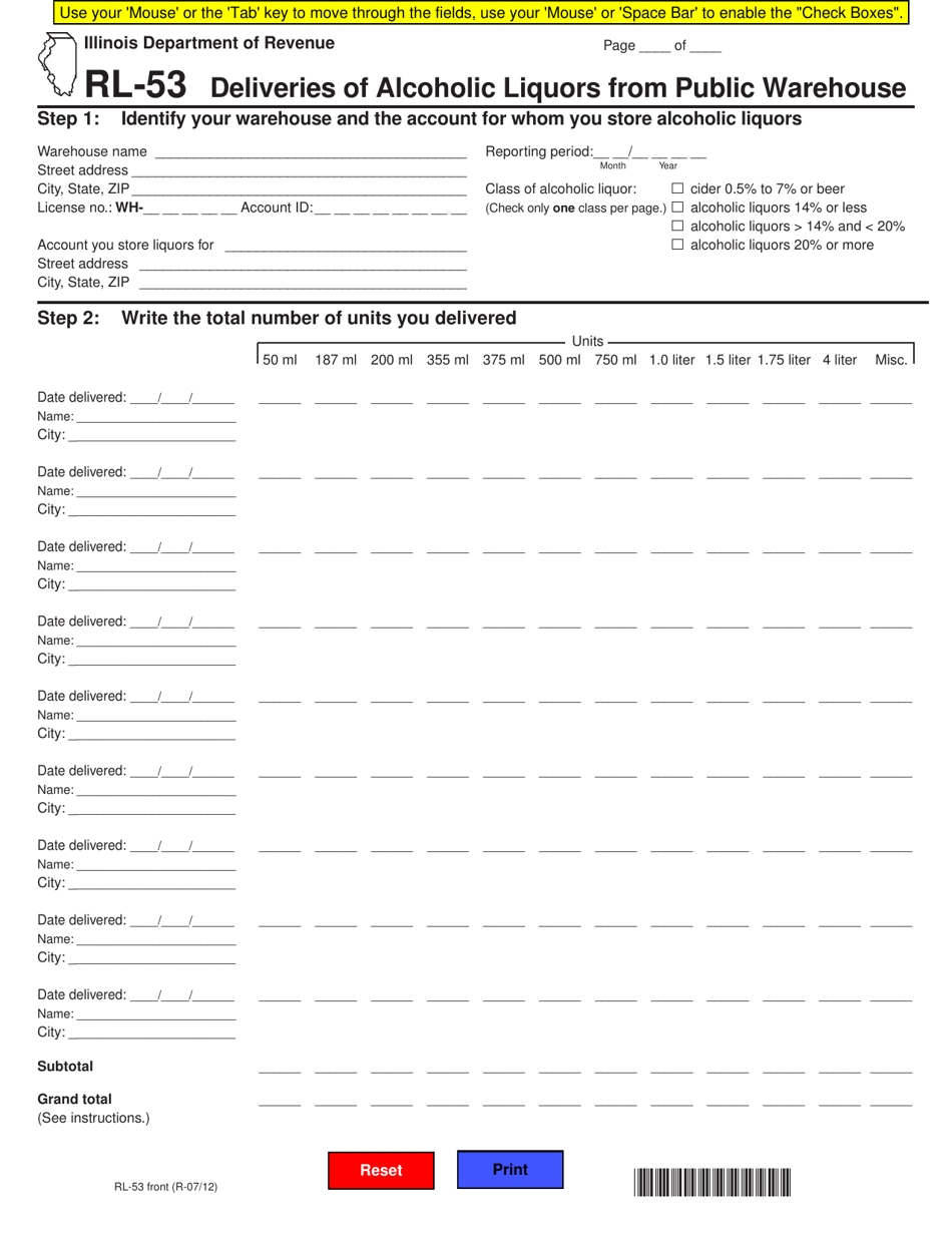 Form RL-53 - Fill Out, Sign Online and Download Fillable PDF, Illinois ...