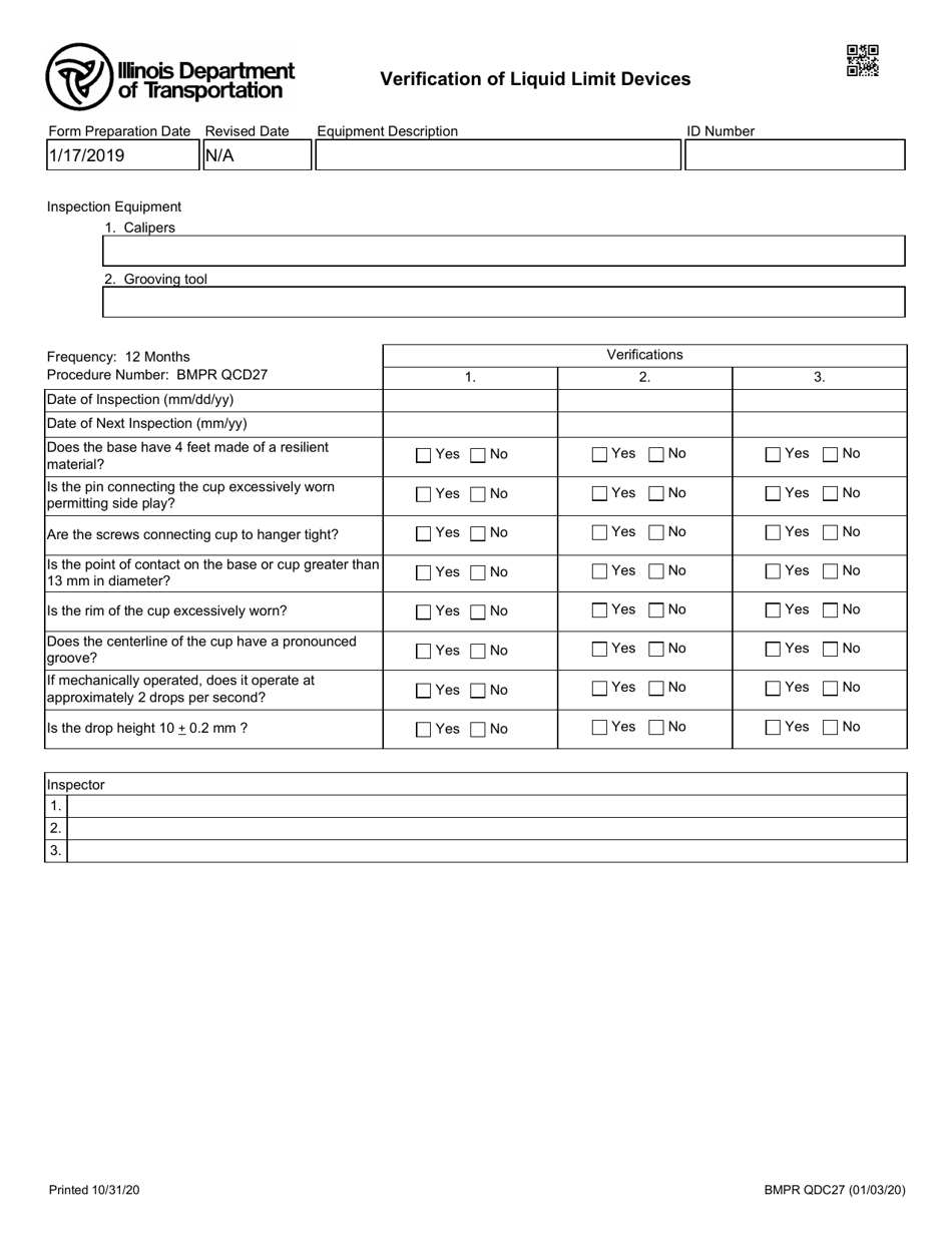 Form BMPR QCD27 Download Fillable PDF or Fill Online Verification of ...