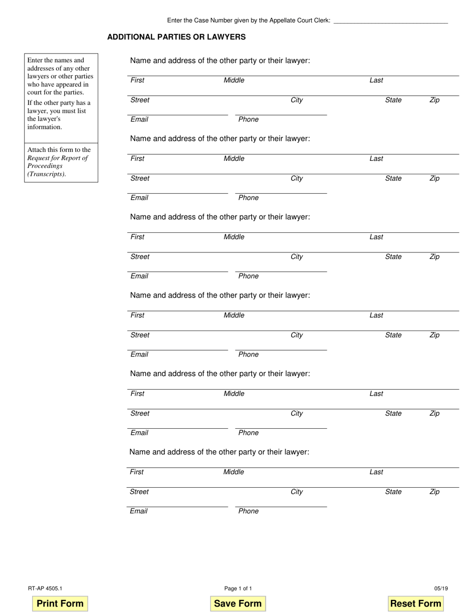 Form RT-AP4505.1 - Fill Out, Sign Online and Download Fillable PDF ...