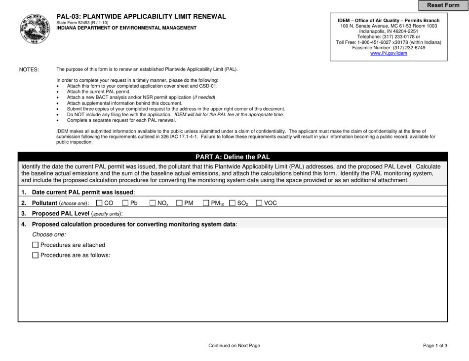 Form PAL-03 (State Form 52453) - Fill Out, Sign Online and Download ...