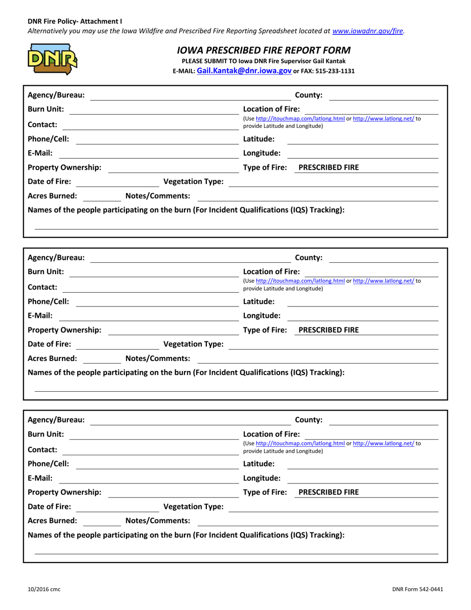 DNR Form 542-0441 Attachment I - Fill Out, Sign Online and Download ...