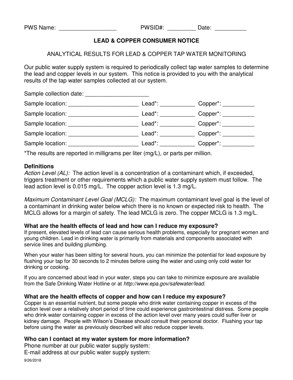 Iowa Lead & Copper Consumer Notice - Fill Out, Sign Online and Download ...