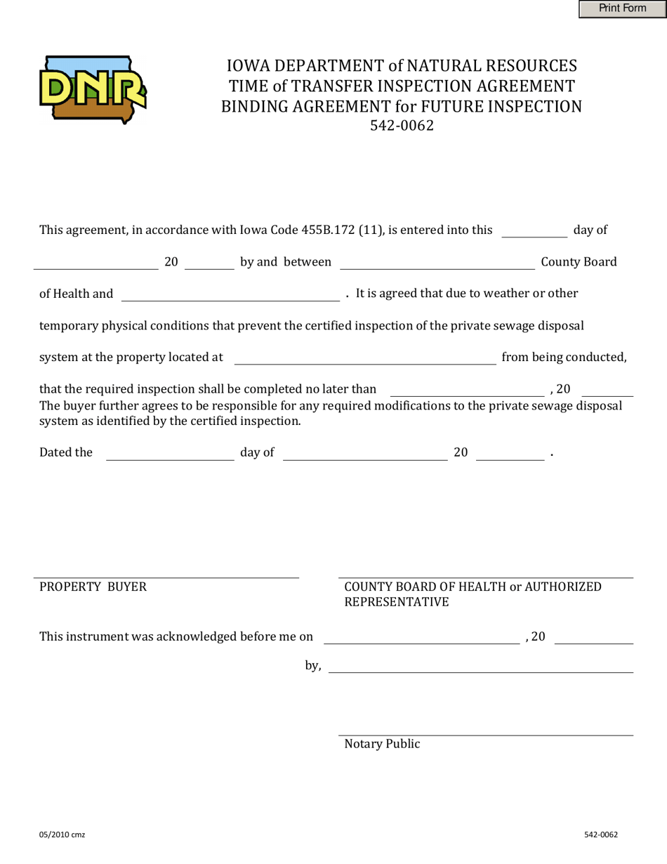 DNR Form 542-0062 - Fill Out, Sign Online and Download Fillable PDF, Iowa | Templateroller