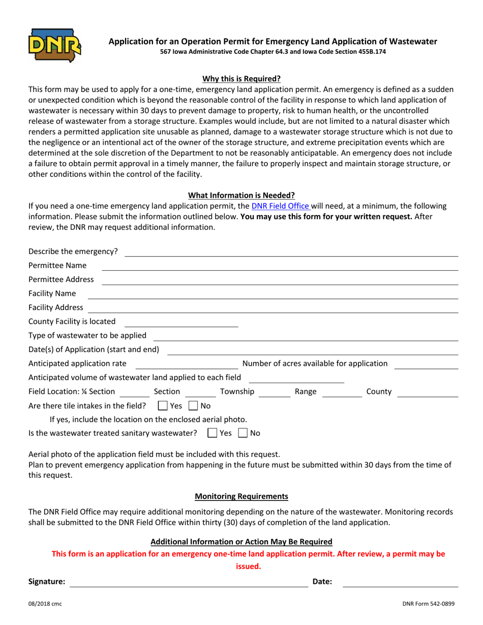 DNR Form 542-0899 - Fill Out, Sign Online and Download Printable PDF ...