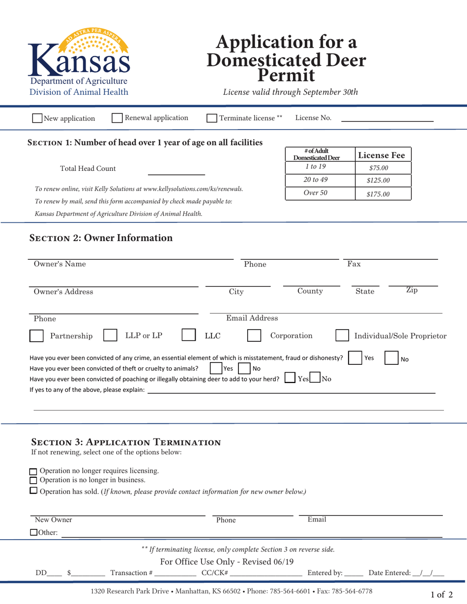 Kansas Application for a Domesticated Deer Permit - Fill Out, Sign ...