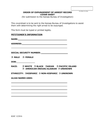 Kansas Order of Expungement of Arrest Record Cover Sheet Download ...