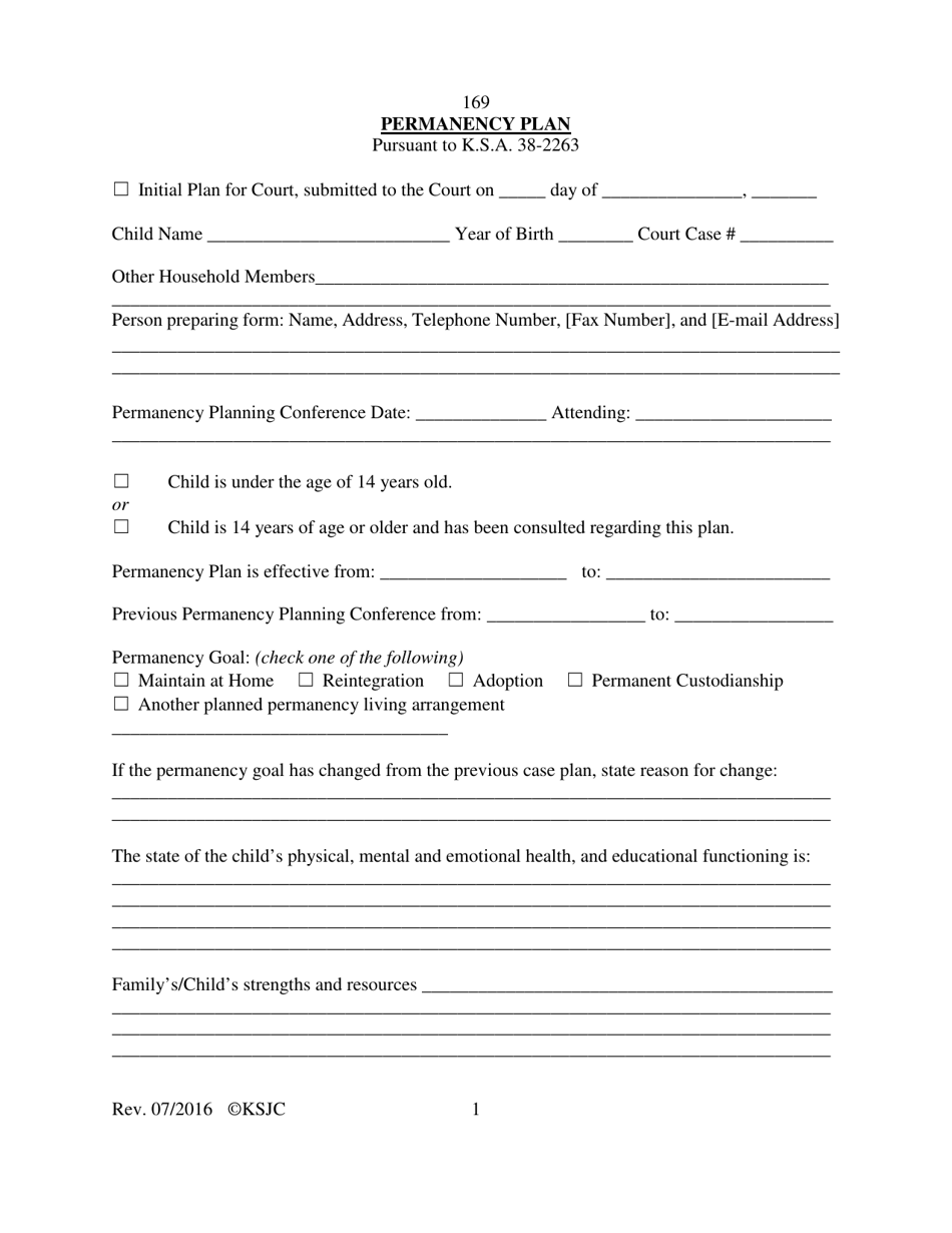 Form 169 - Fill Out, Sign Online and Download Printable PDF, Kansas ...