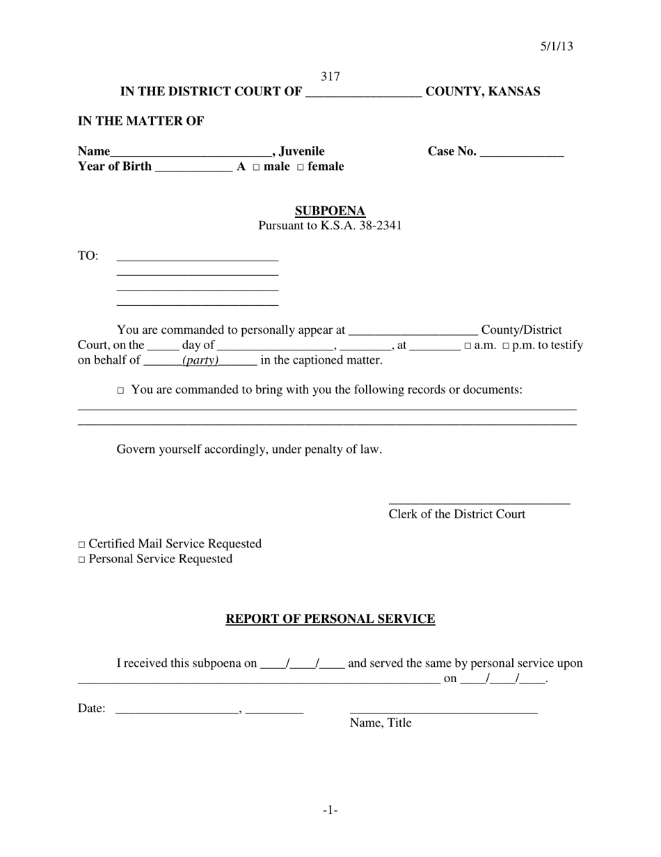 Form 317 - Fill Out, Sign Online and Download Printable PDF, Kansas ...